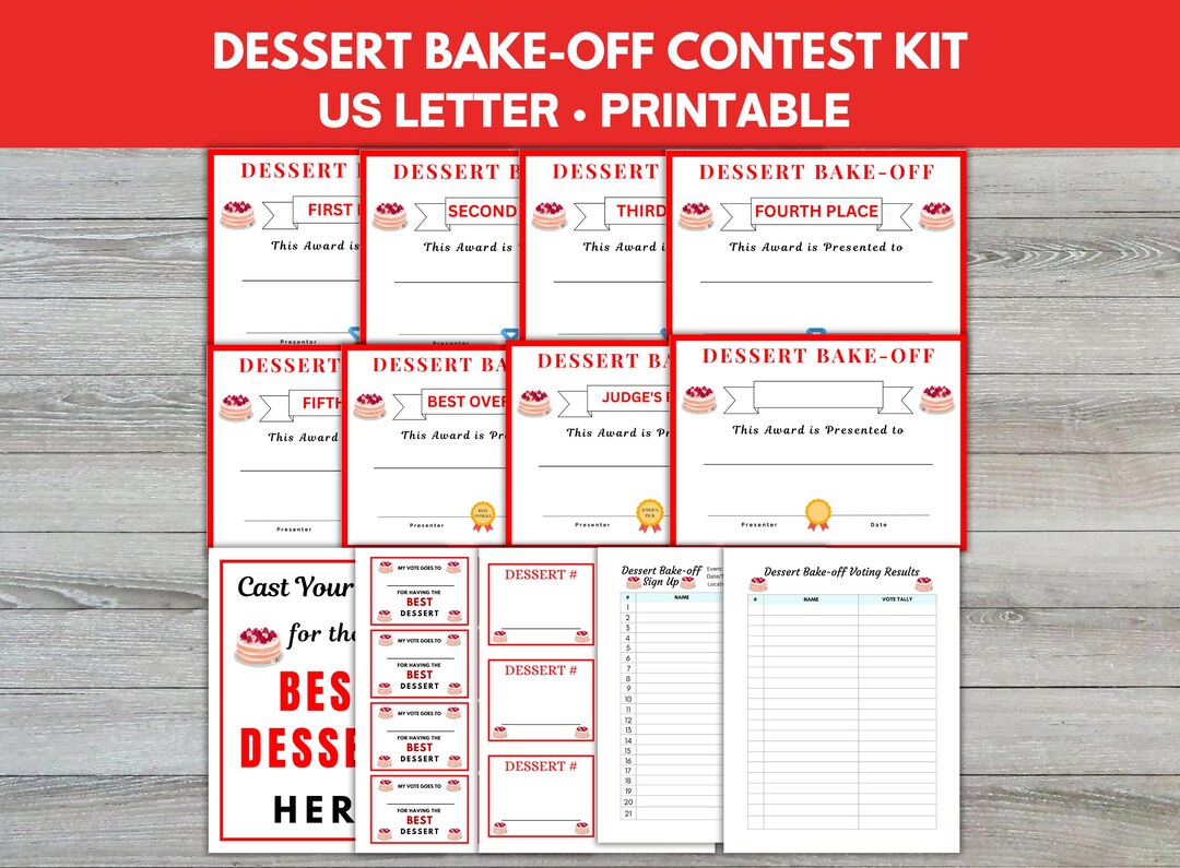 Dessert Bake off Contest Kit, Dessert Cook Off, Baking Competition ...