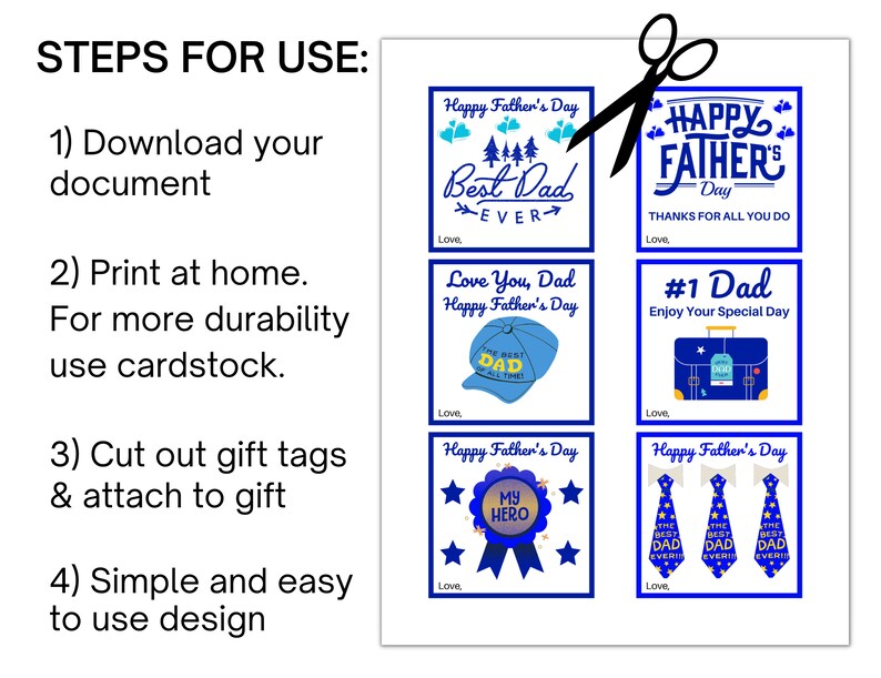 Father's Day Gift Tags Printable, Best Dad Ever Gift Tag - Etsy