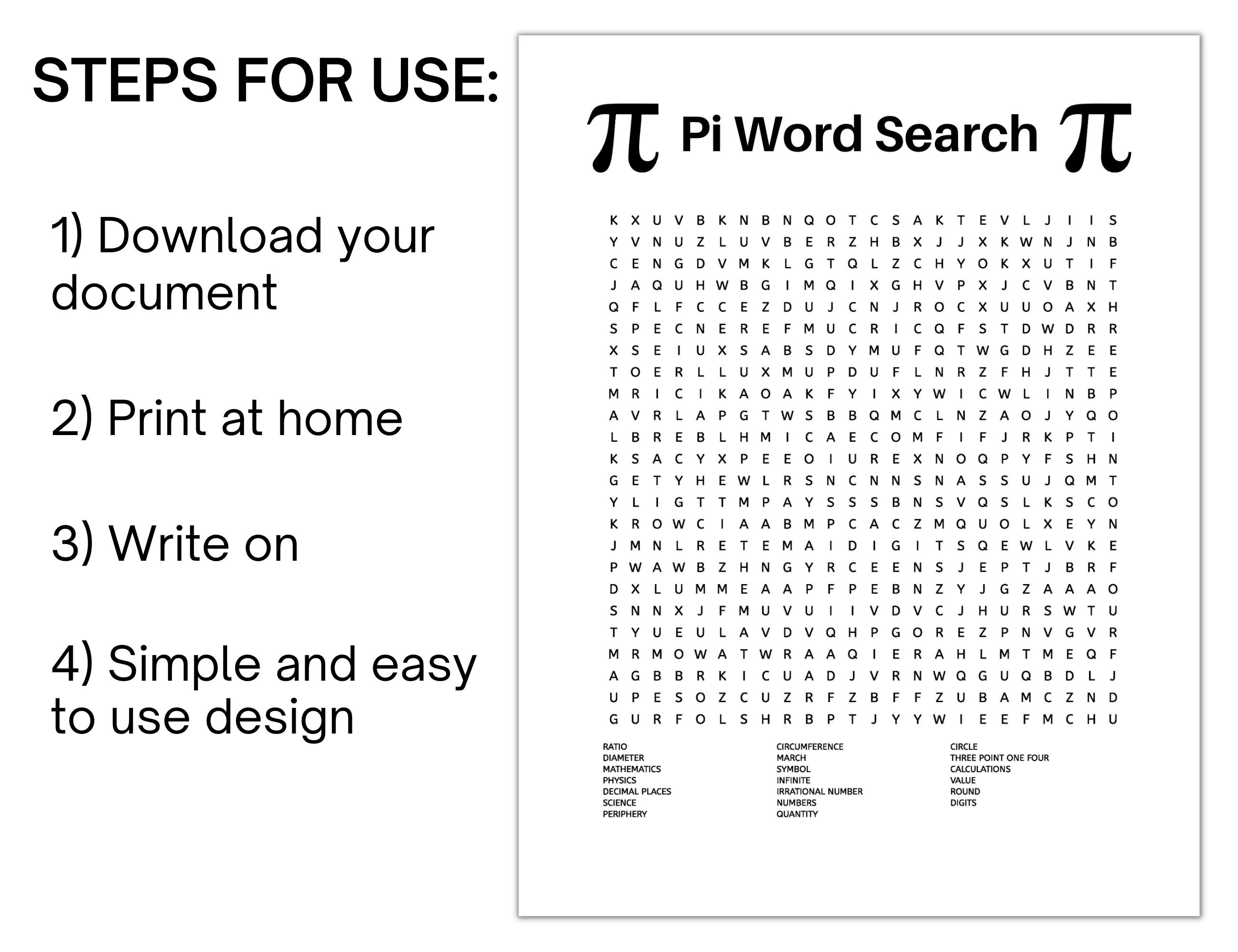 Pi Word Search Puzzle, Pi Day Games, Pi Day Party, Math Teacher Pi ...