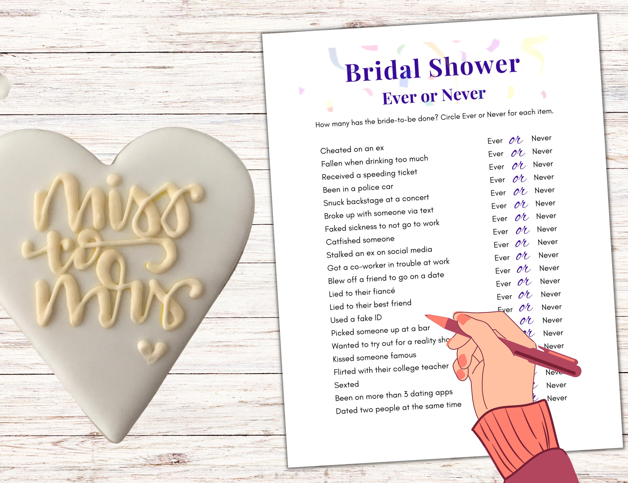Bridal Shower Ever or Never Game, Who Knows the Bride Best, How Well Do ...