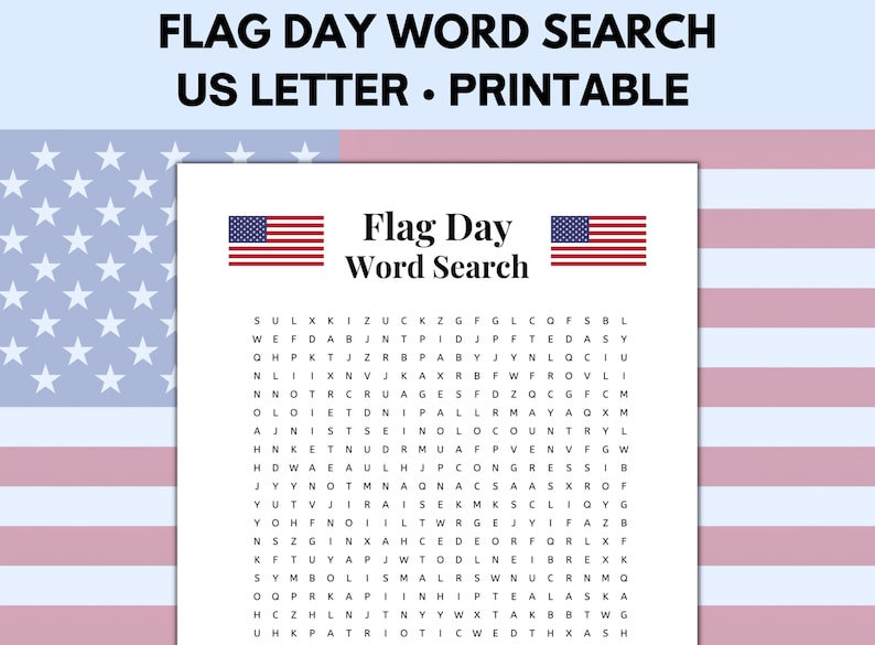 Flag Day Word Search, Flag Day Printable, Flag Day Activities, Word ...