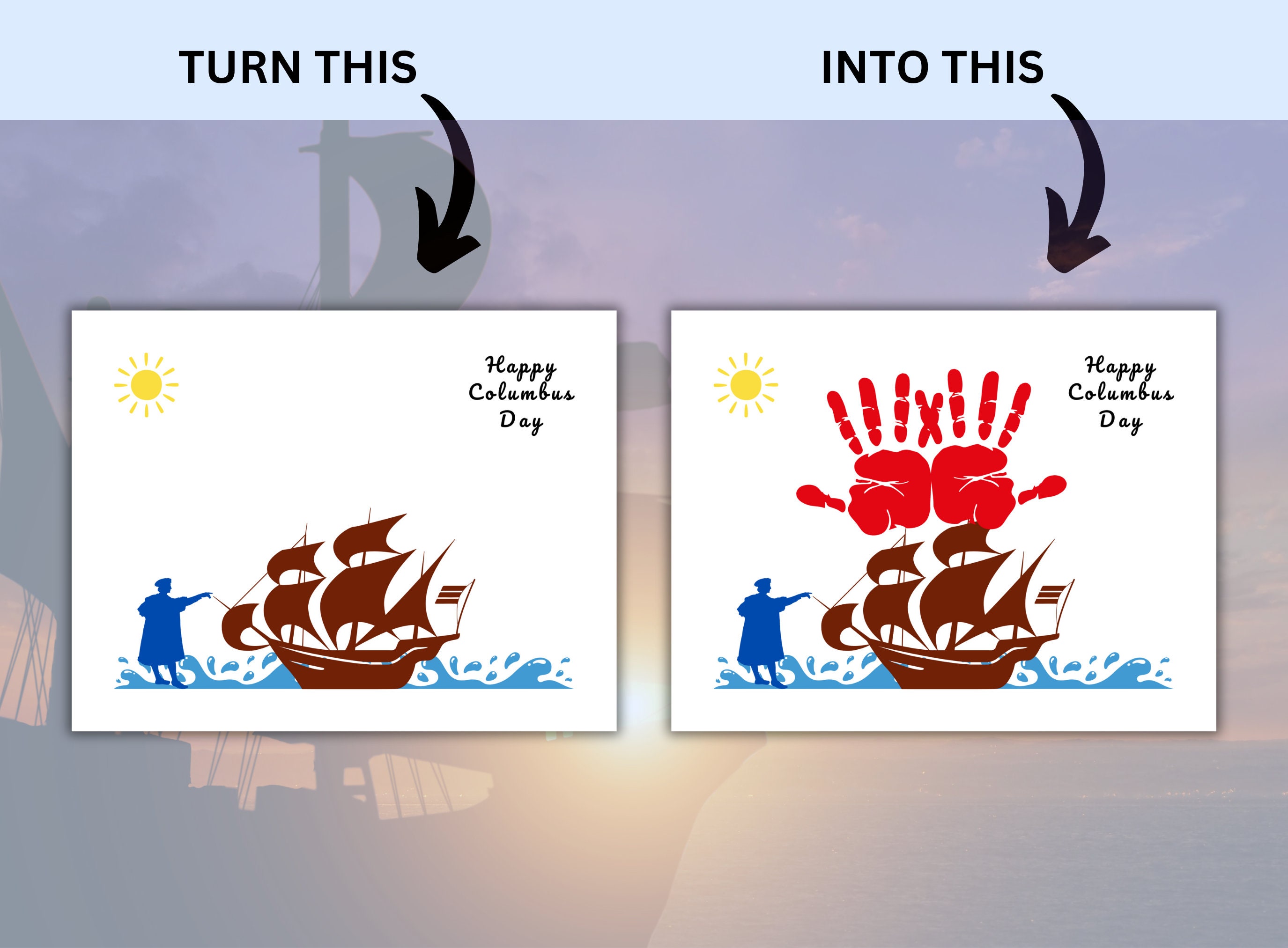 Columbus Day Handprint Art, Handprint Craft, Fingerprint Art, Columbus ...