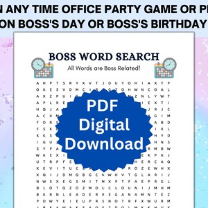 Boss Word Search Puzzle, Office Party Games, Boss Day Games - Etsy