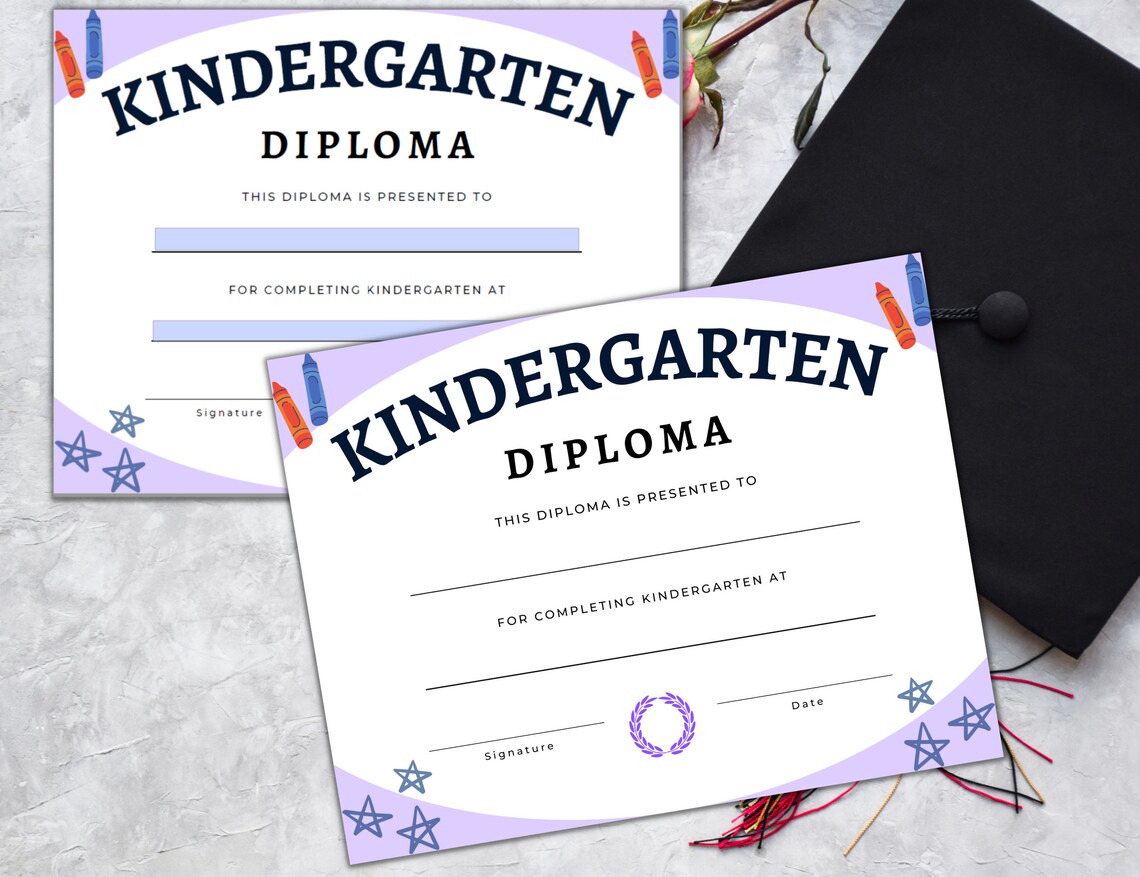 Fillable Kindergarten Diploma, Printable Diploma, Diploma Template ...