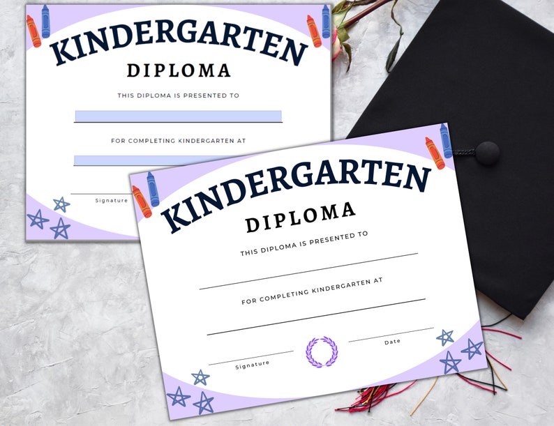 Fillable Kindergarten Diploma Printable Template, Personalized Diploma ...