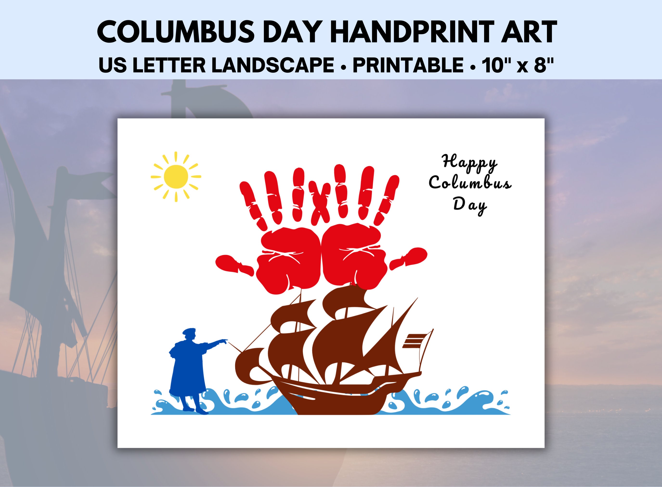 Columbus Day Handprint Art, Handprint Craft, Fingerprint Art, Columbus ...