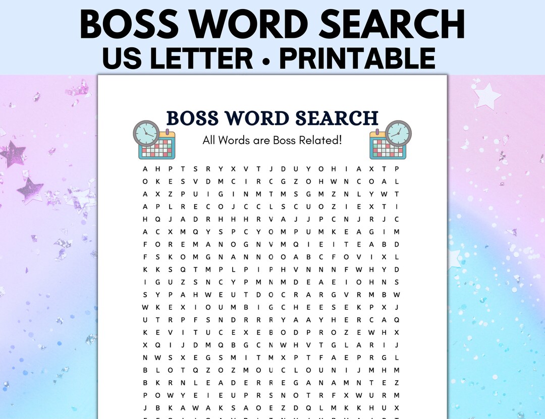 Boss Word Search Puzzle, Office Party Games, Boss Day Games - Etsy