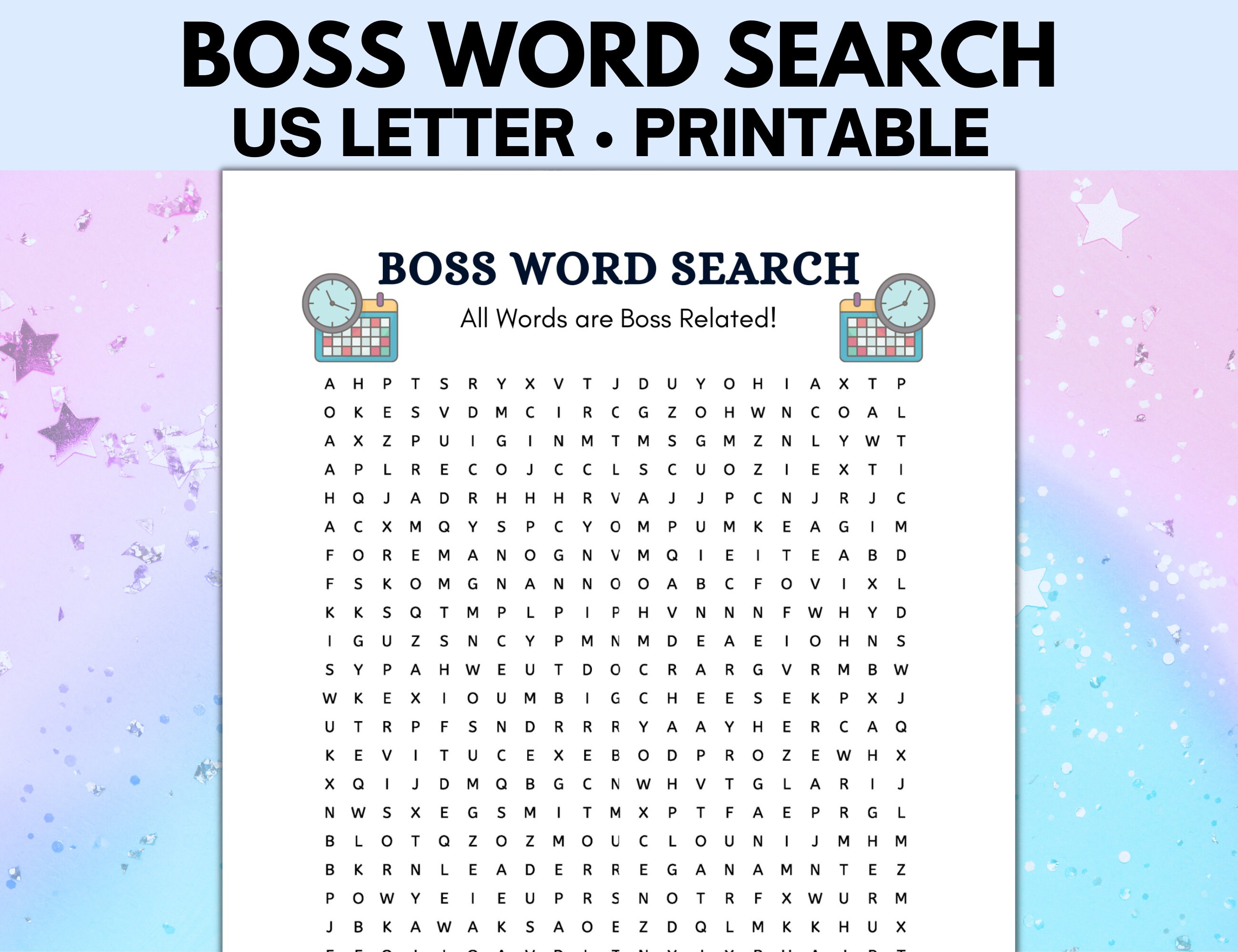 Boss Word Search Puzzle, Office Party Games, Boss Day Games - Etsy