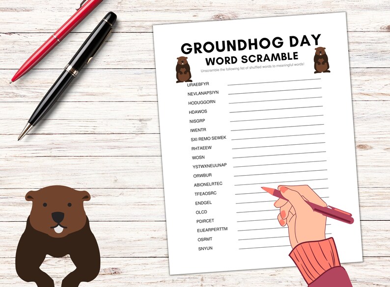 Groundhog Day Word Scramble, Groundhog Day Printable, Groundhog ...