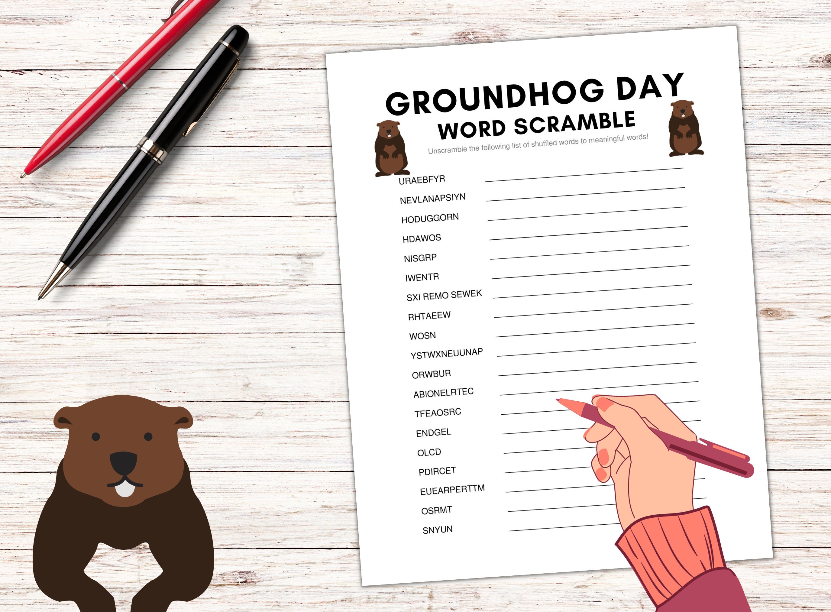 Groundhog Day Word Scramble, Groundhog Day Printable, Groundhog ...