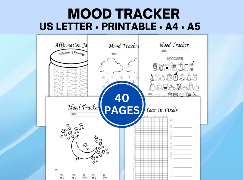 Mood Tracker Printable, Mood Habit Tracker Daily, Weekly and Monthly ...