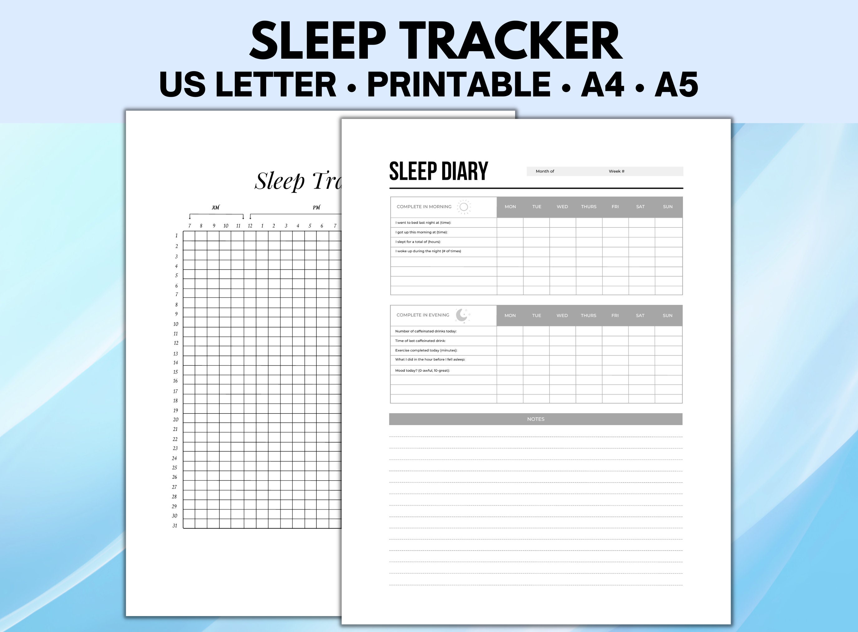 Sleep Tracker Printable, Adult Child Toddler Sleep Log Tracker, Sleep ...