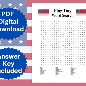 Flag Day Word Search, Flag Day Printable, Flag Day Activities, Word ...