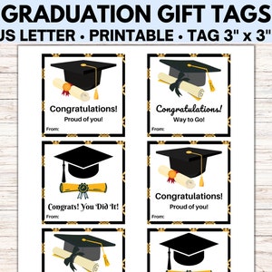 Printable Graduation Gift Tags and Labels, Graduation Wishes, Congrats ...