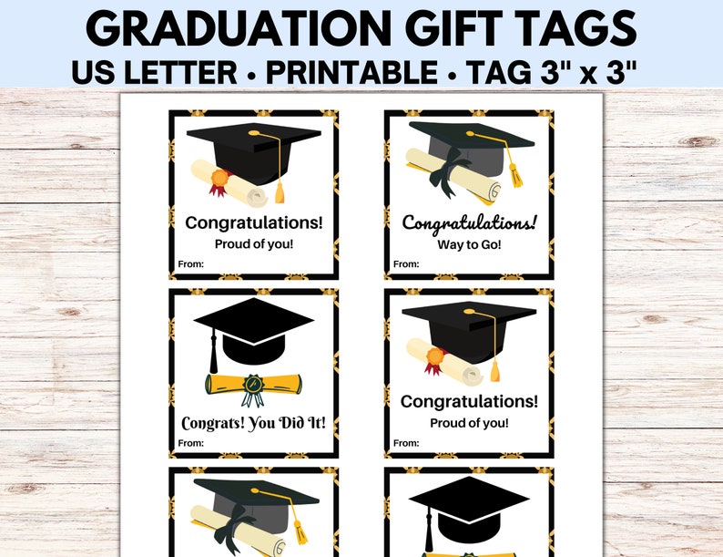 Printable Graduation Gift Tags and Labels, Graduation Wishes, Congrats ...