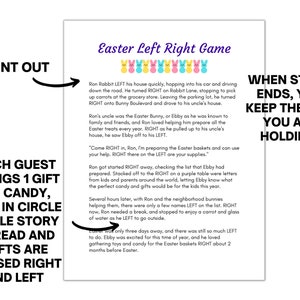 Easter Left Right Game, Pass the Gift Game, Pass the Prize Game, Right ...