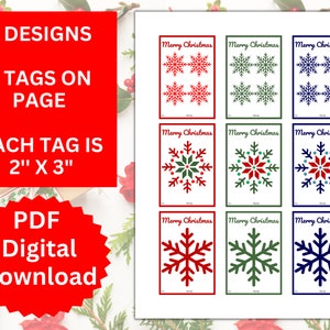 Christmas Snowflake Gift Tags Printable, Christmas Gift Tags, Gift Tag ...