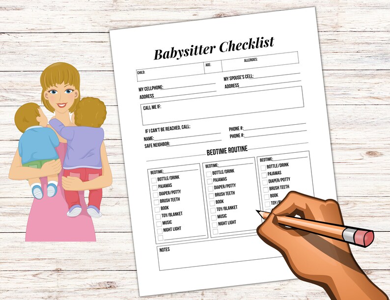 Babysitter Checklist and Notes, Babysitter Info, Nanny Notes Guide - Etsy
