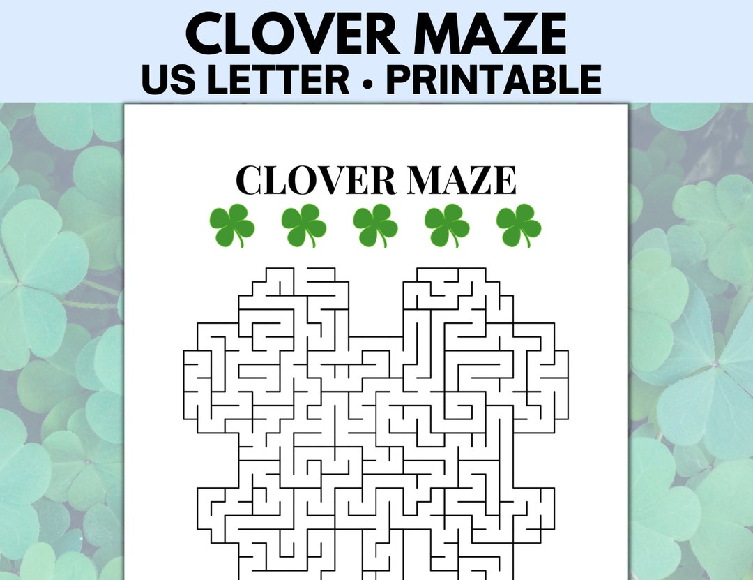 Clover Maze Printable Nature Maze Puzzle, St Patrick's Day Game Maze - Etsy
