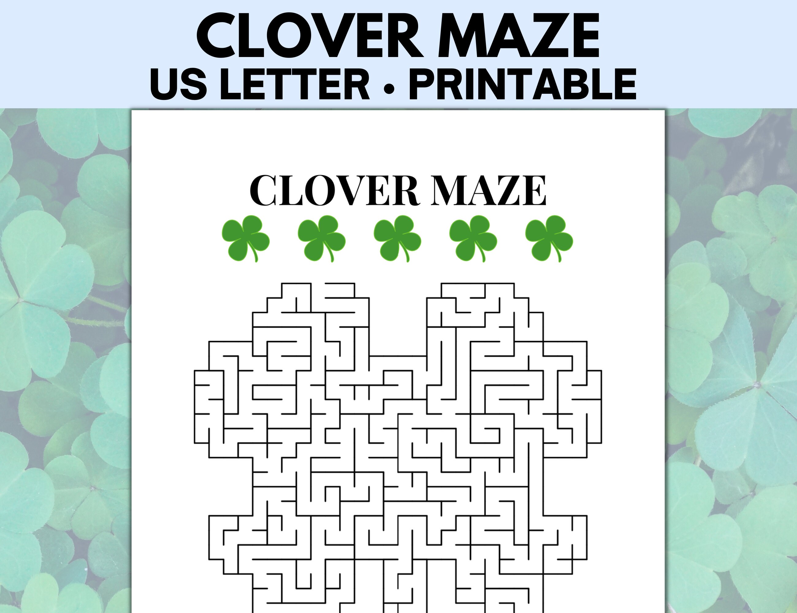 Clover Maze Printable Nature Maze Puzzle, St Patrick's Day Game Maze - Etsy