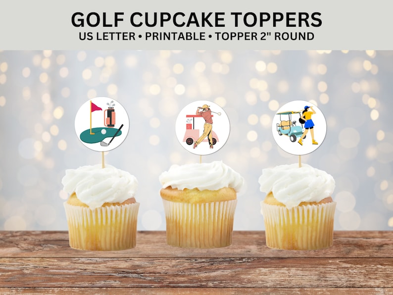 Golf Cupcake Toppers Printable, Golf Birthday Party - Etsy