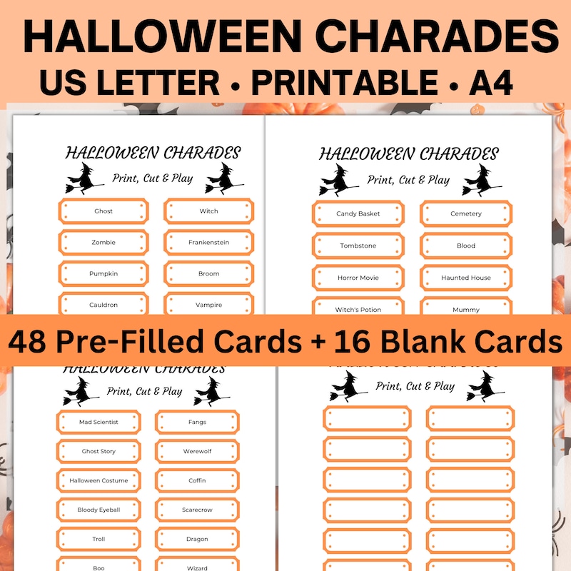 Halloween Charades Games - Etsy