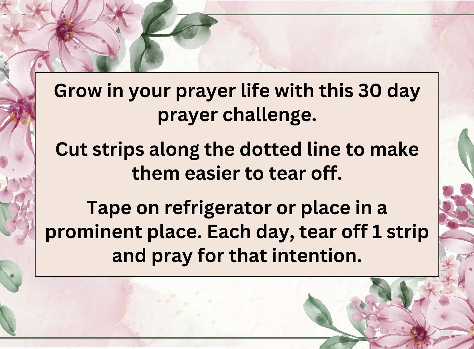 30 Day Christian Prayer Challenge, Printable Prayer Request Cards ...