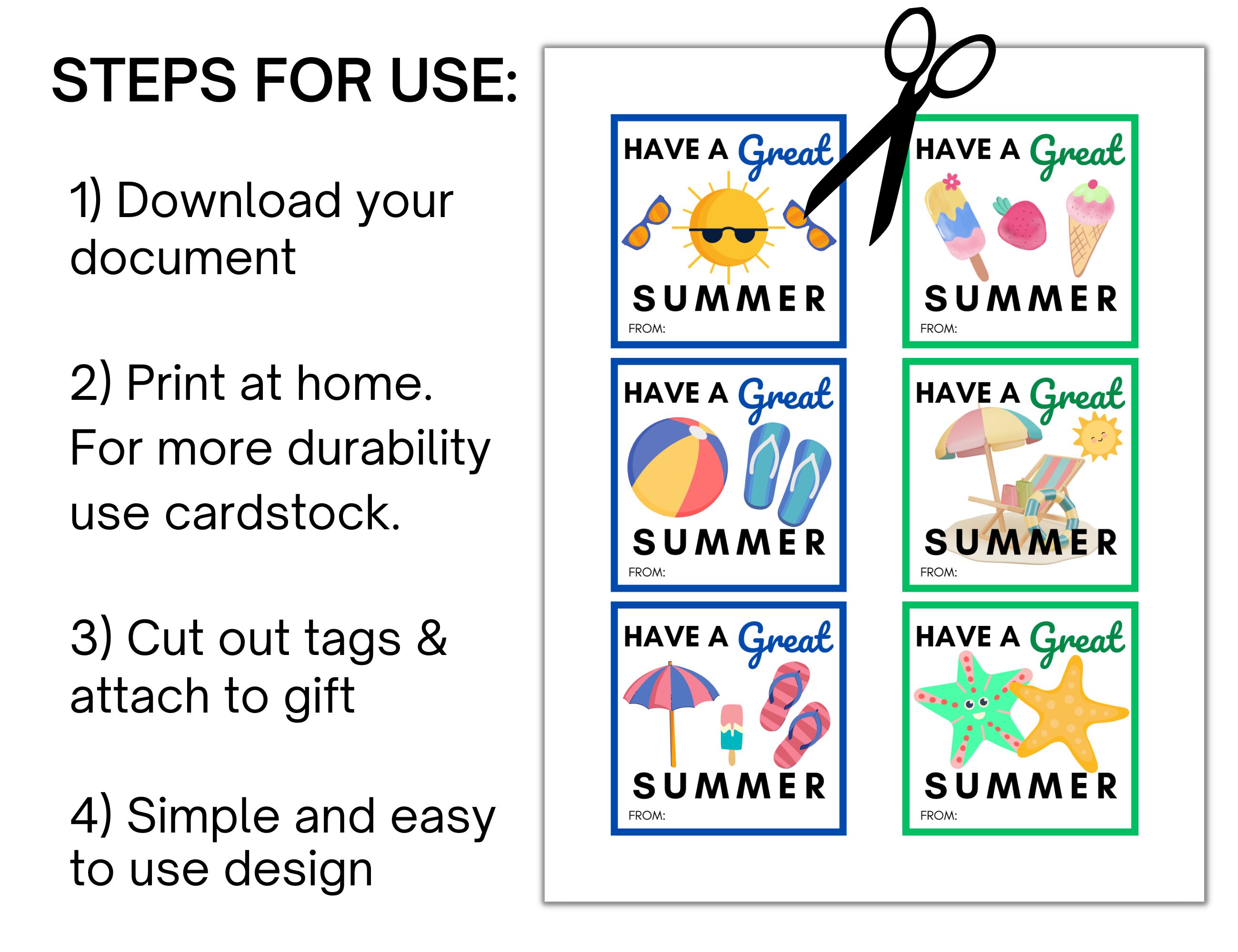 Have a Great Summer Tag, Sweet Summer End of School Year Tags, Teacher ...