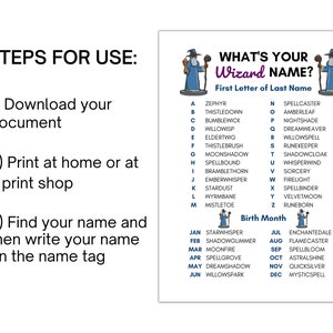 What's Your Wizard Name Game, Wizard Birthday Party Game, Halloween ...