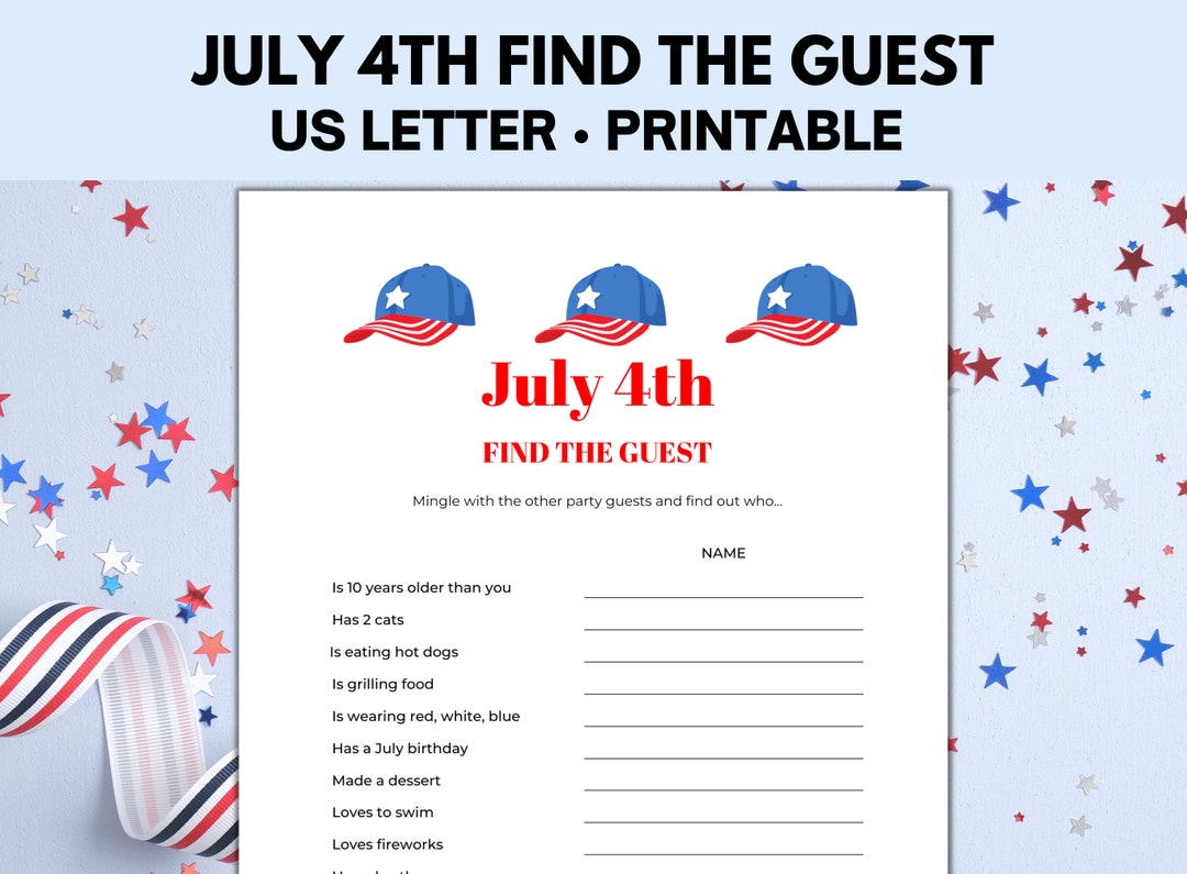 4th of July Find the Guest Game, Find Someone Who, Ice Breaker Games ...