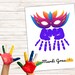 Mardi Gras Handprint Art, Mardi Gras Printable, Handprint Craft ...