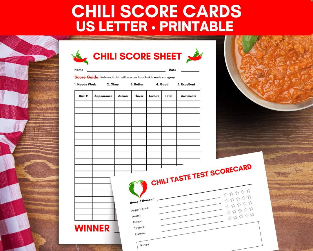 Chili Score Card, Chili Cook off Score Sheet, Chili Competition, Chili ...