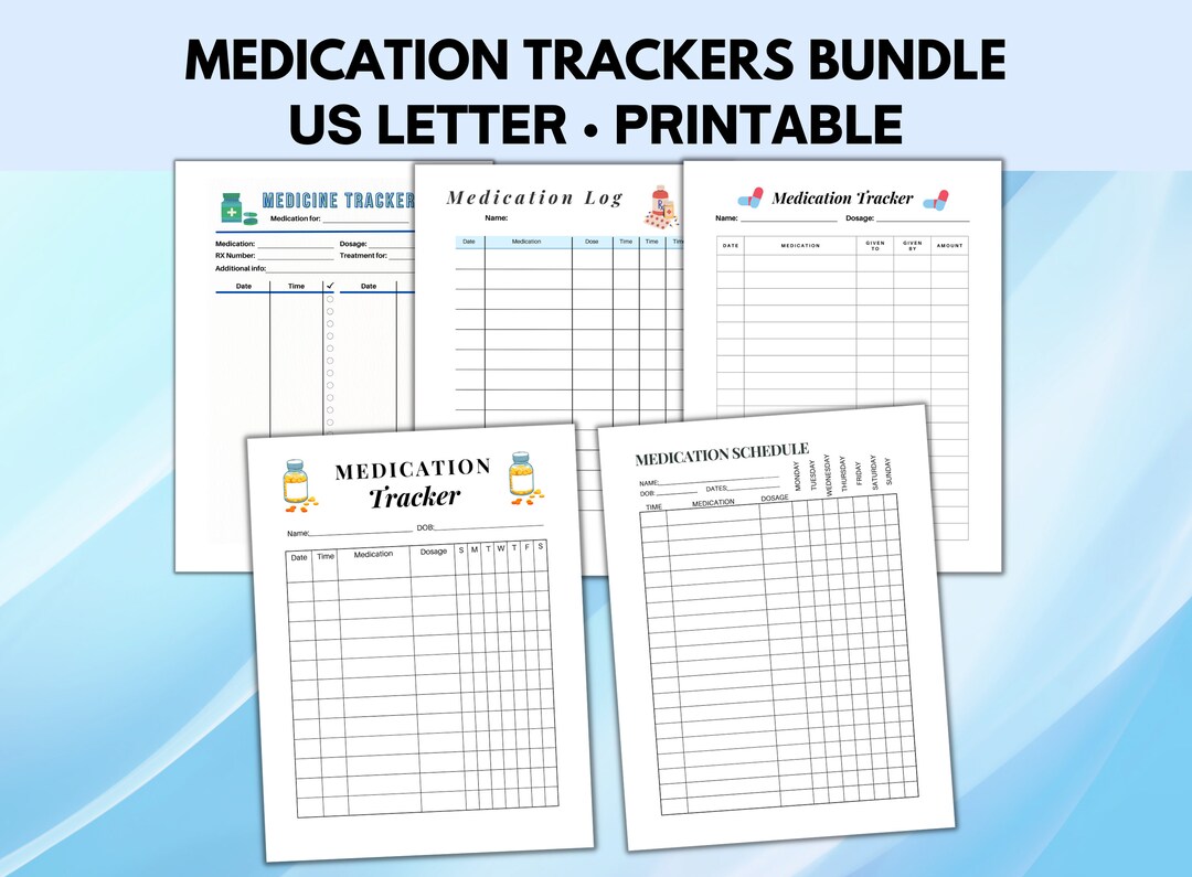 Medication Tracker Printable Bundle, Medication Chart and Daily Medication Log Schedule - Etsy