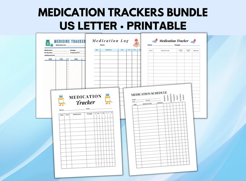 Medication Tracker Printable Bundle, Medication Chart and Daily ...