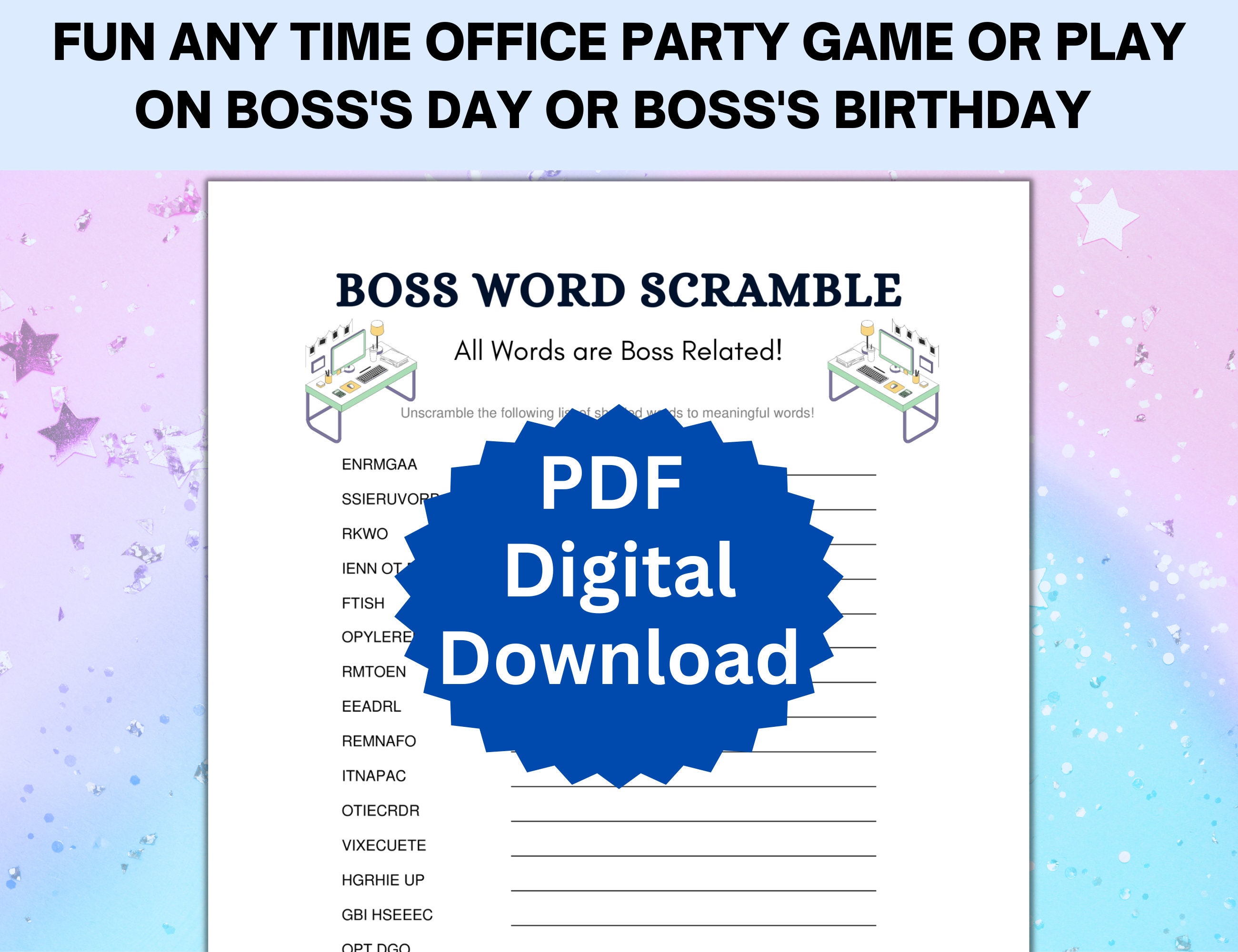 Boss Word Scramble Game, Office Party Games, Boss Day Games - Etsy