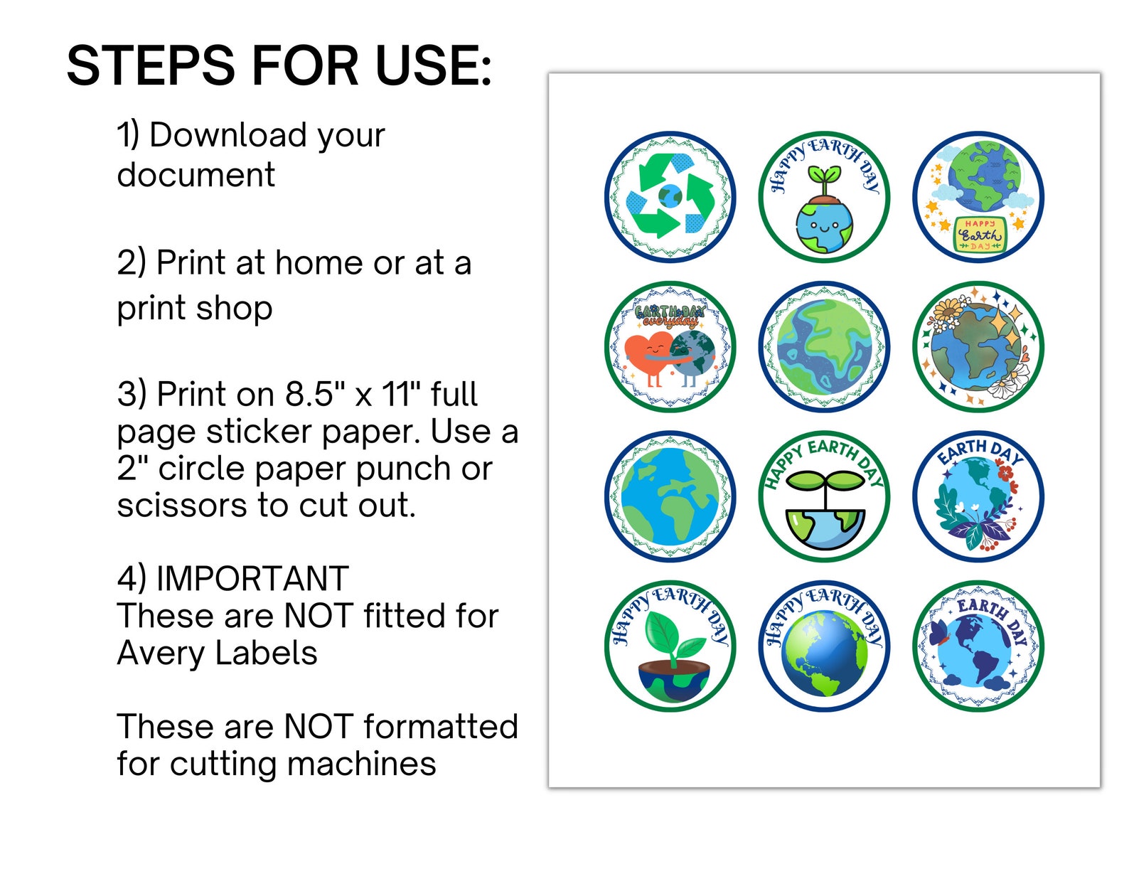 Earth Day Stickers Printable Earth Stickers, Planet Sticker, Earth Day ...