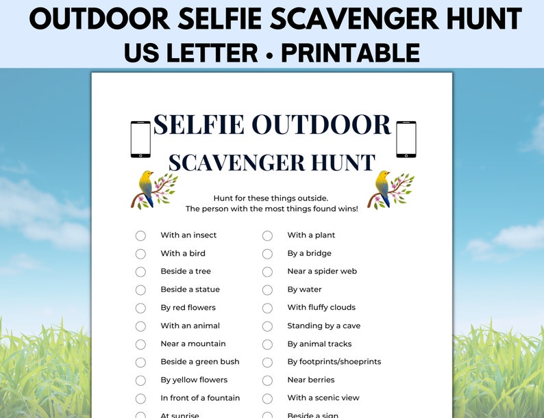 Selfie Scavenger Hunt, Nature and Outdoor Scavenger Hunt for Kids and ...