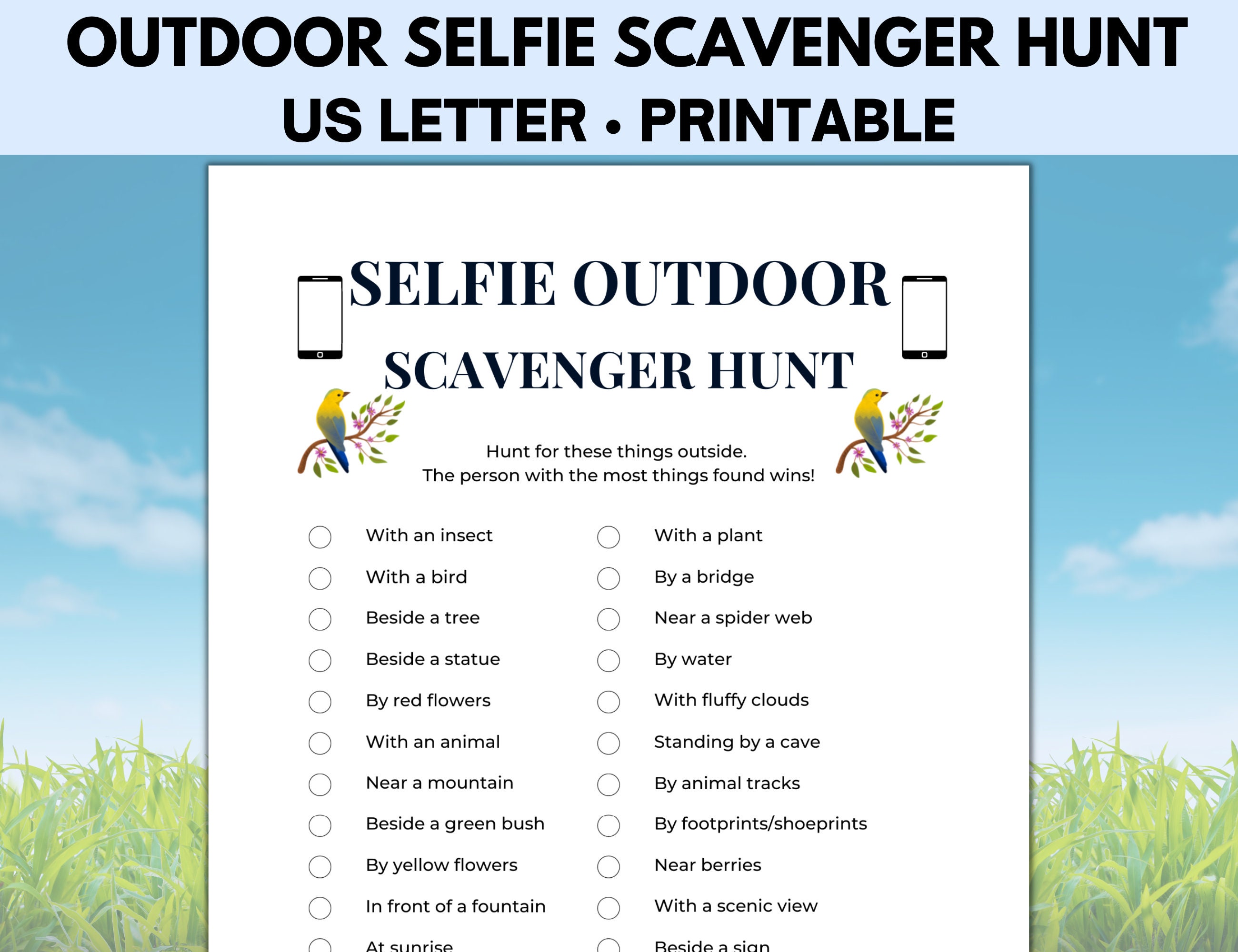 Selfie Scavenger Hunt, Nature and Outdoor Scavenger Hunt for Kids and ...