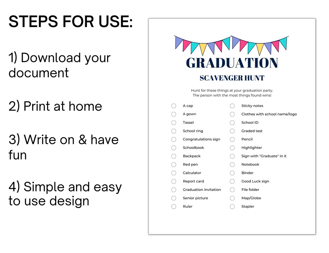 Graduation Scavenger Hunt, Treasure Hunt, Graduation Party Games ...