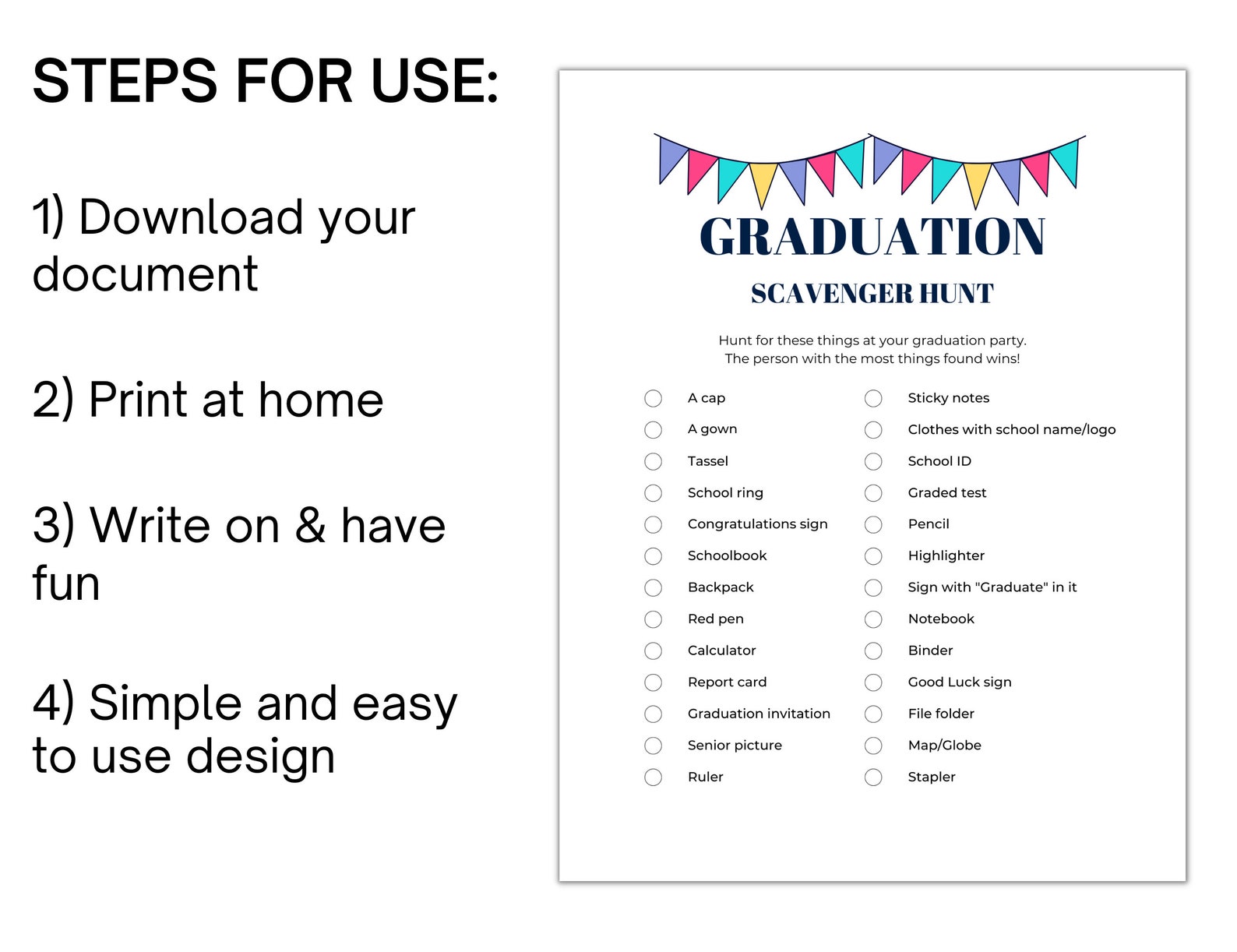 Graduation Scavenger Hunt, Treasure Hunt, Graduation Party Games ...