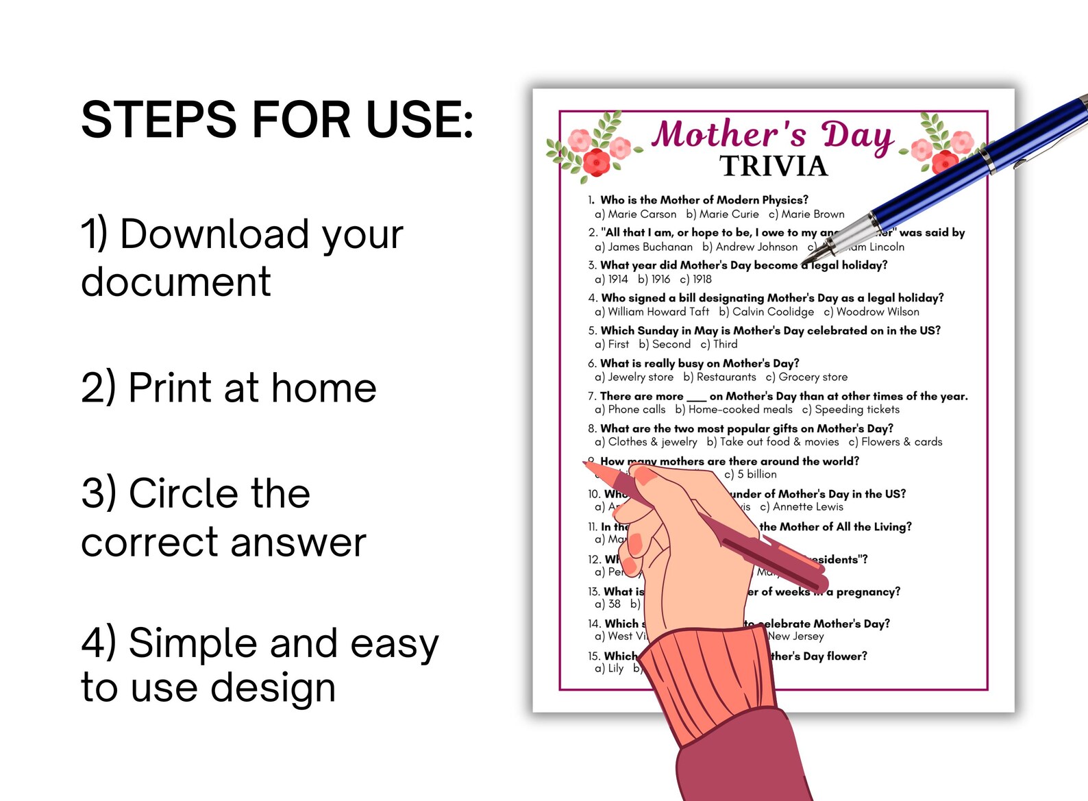 Mother's Day Trivia, Mother's Day Quiz, Trivia for Mothers, Mom Trivia ...