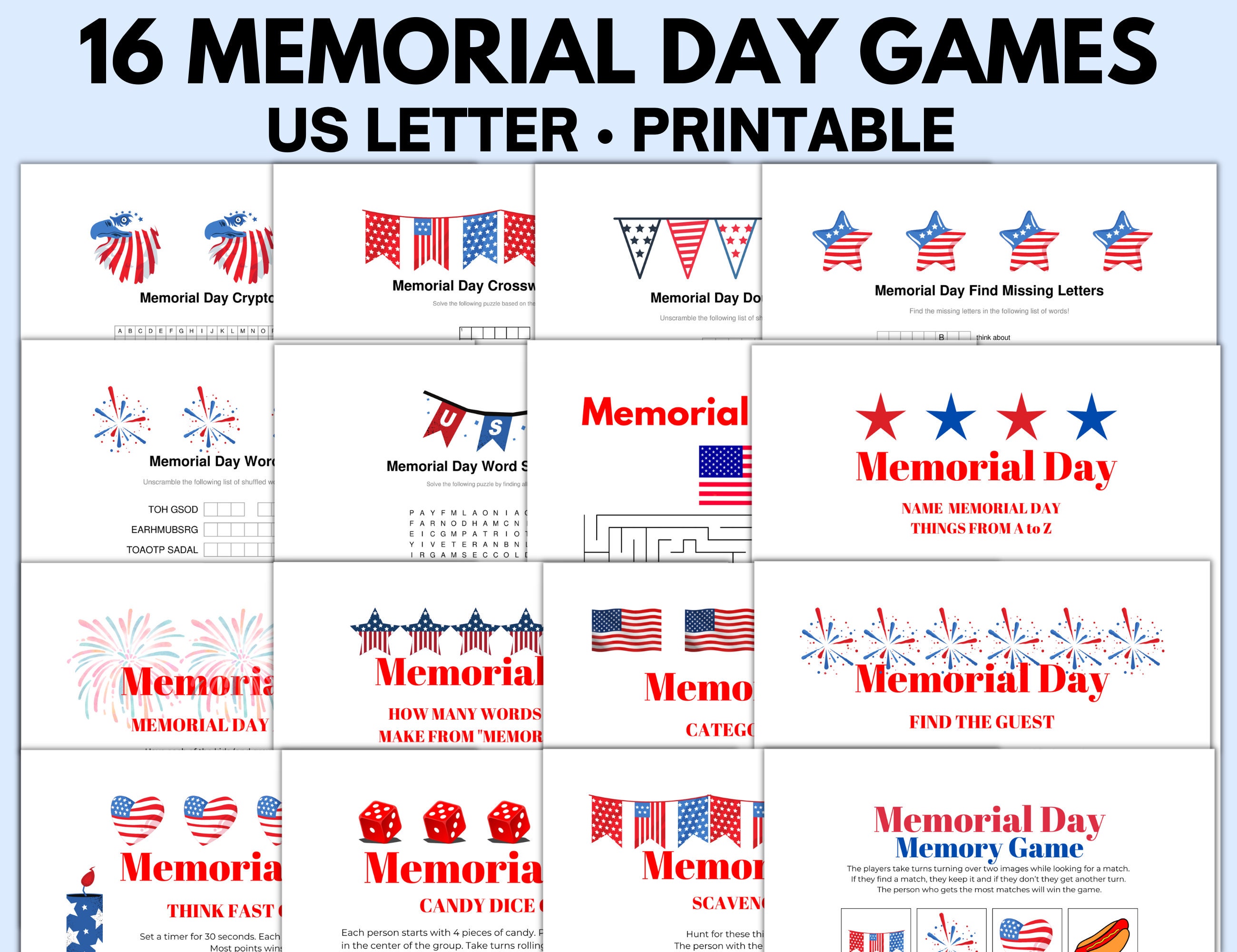 Memorial Day Games, Find the Guest Game, Memorial Day Scavenger Hunt ...