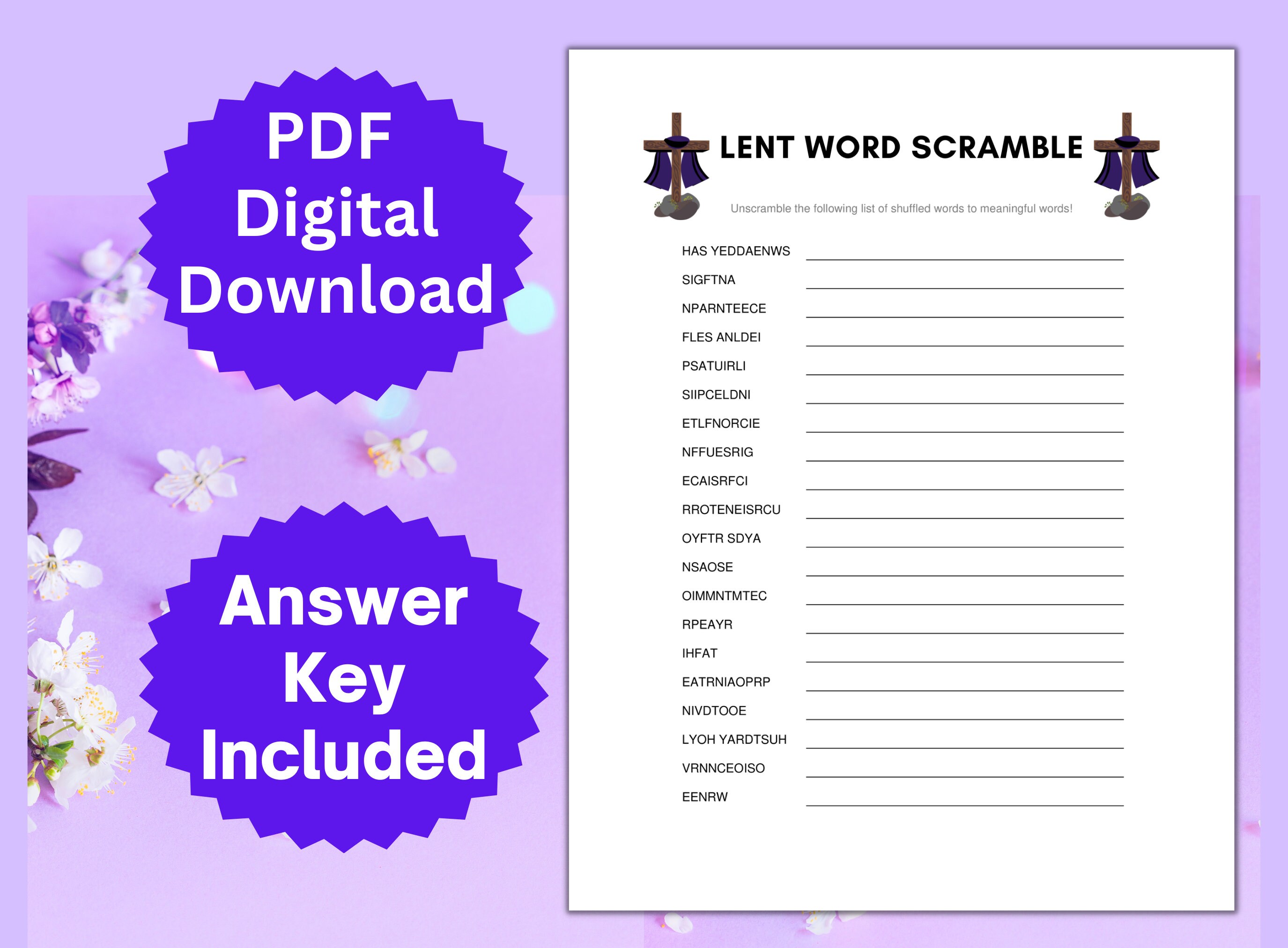 Lent Word Scramble Game, Lent Games and Activities, Christian Games - Etsy