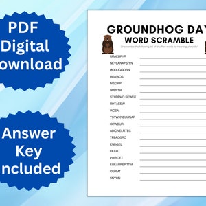 Groundhog Day Word Scramble, Groundhog Day Printable, Groundhog ...