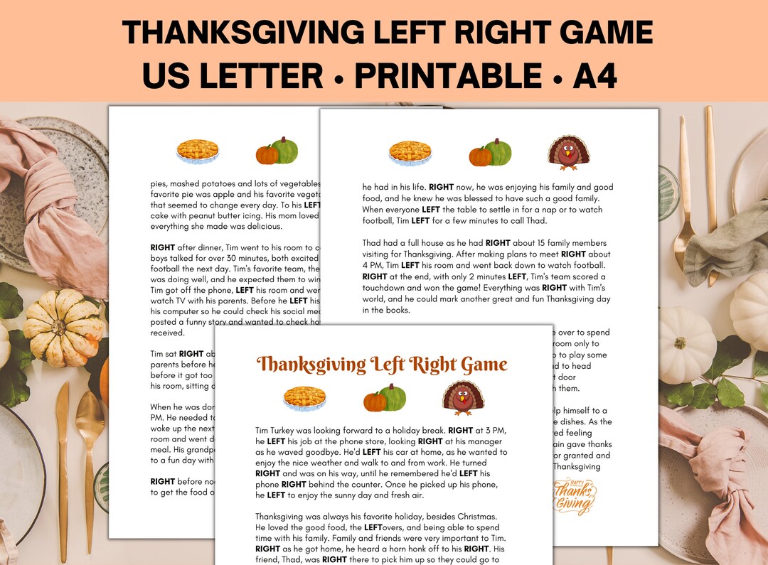 Thanksgiving Left Right Game, Pass the Gift Game, Pass the Prize Game ...
