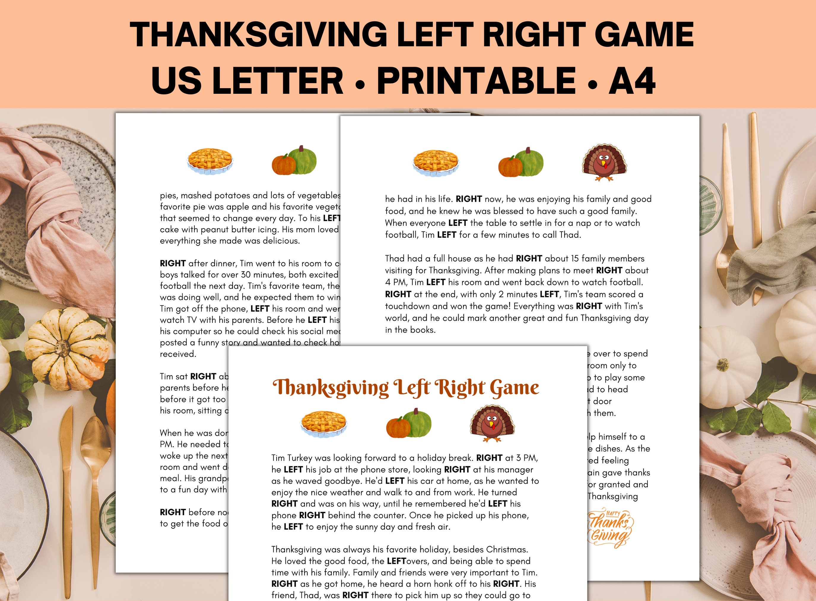 Thanksgiving Left Right Game, Pass the Gift Game, Pass the Prize Game ...