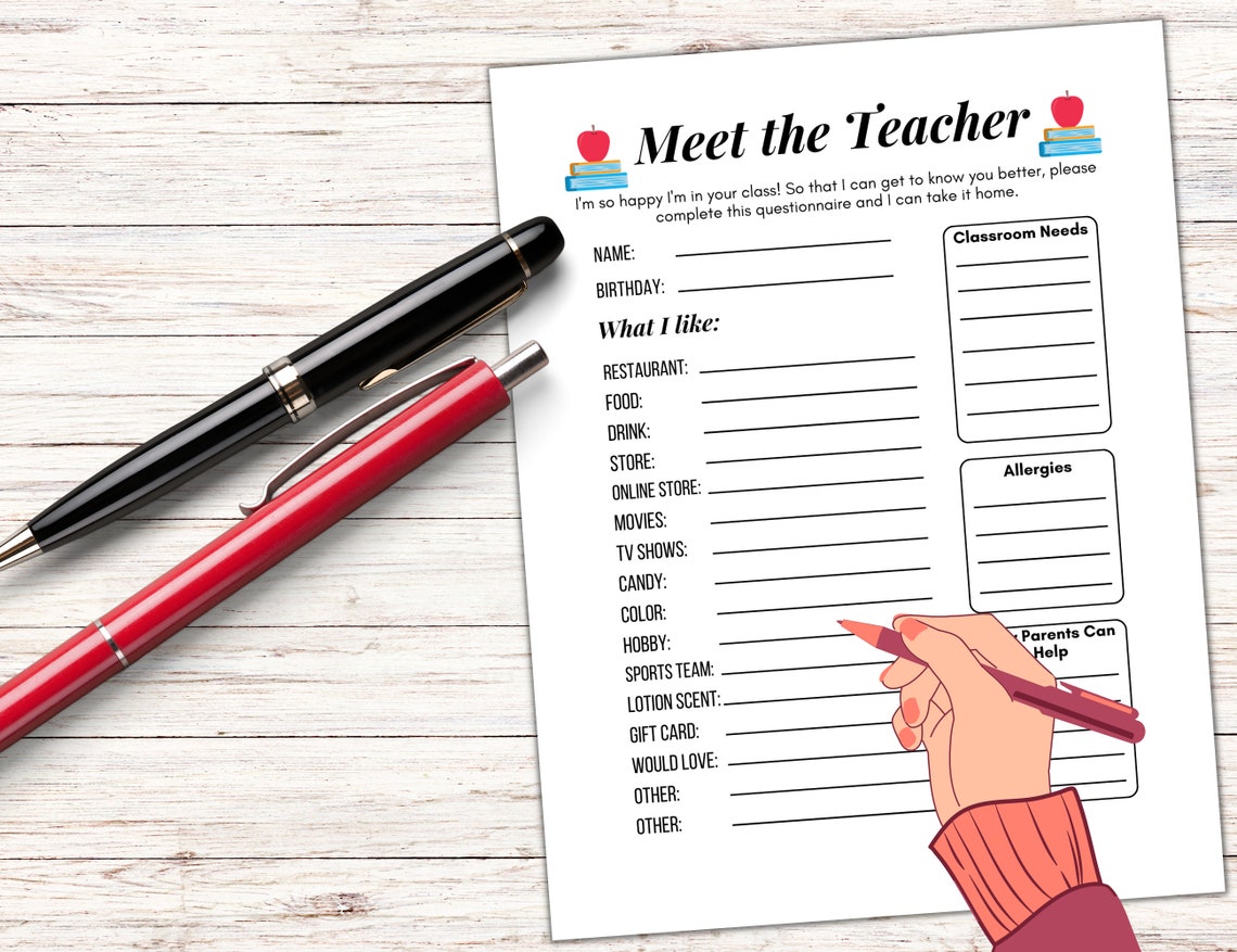 Meet the Teacher, Teacher Favorite Questionnaire, Teacher About Me and ...