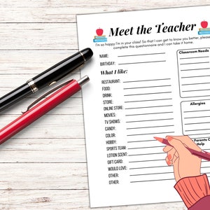 Meet the Teacher, Teacher Favorite Questionnaire, Teacher About Me and ...