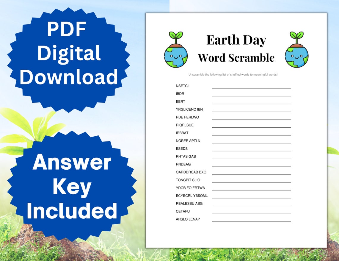 Earth Day Word Scramble Game, Earth Day Printable, Earth Day Activities ...