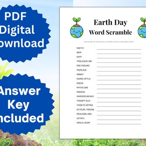 Earth Day Word Scramble Game, Earth Day Printable, Earth Day Activities ...